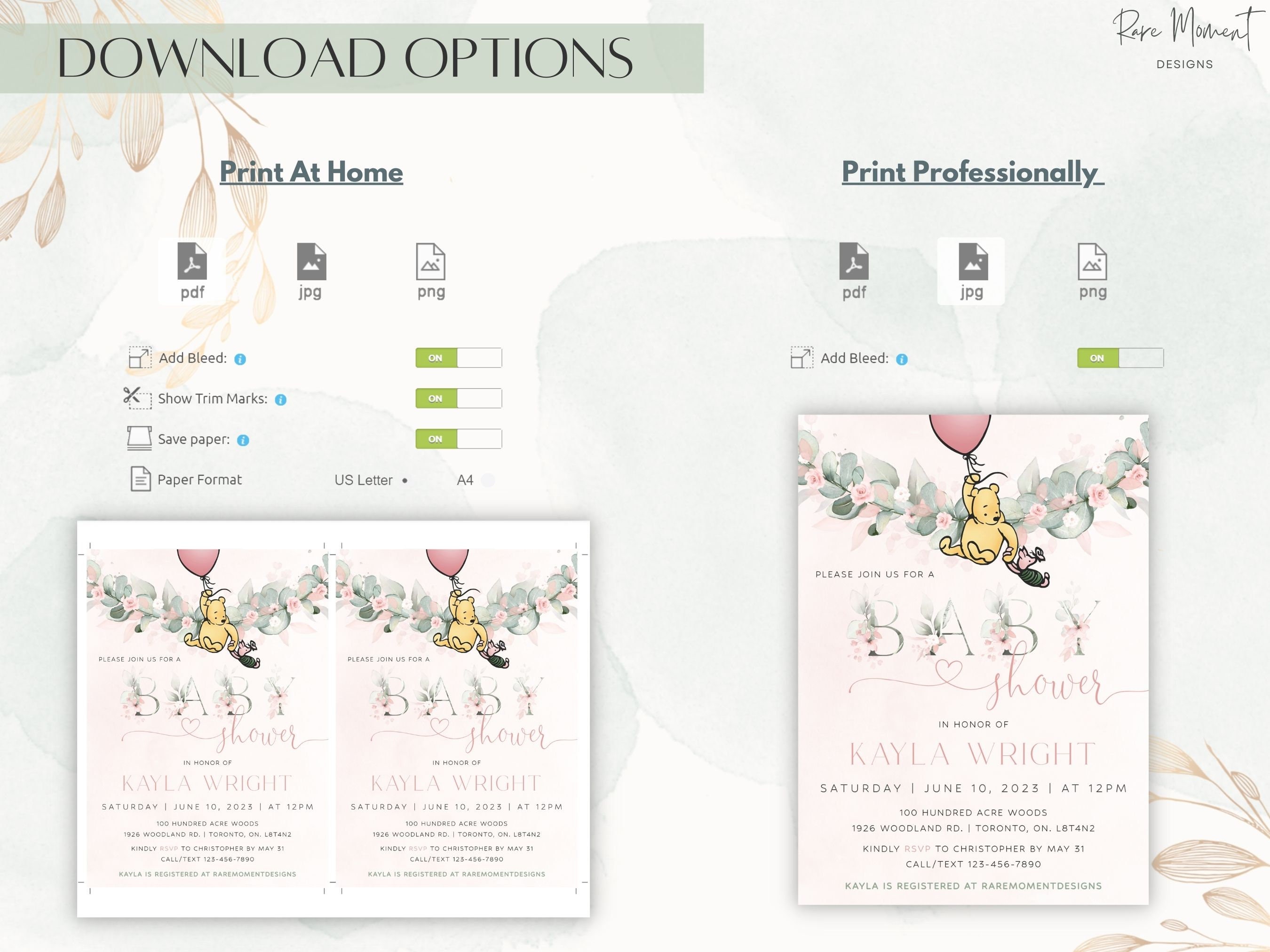 Winnie the Pooh Baby Shower Invitations, Winnie the Pooh Girl Baby ...