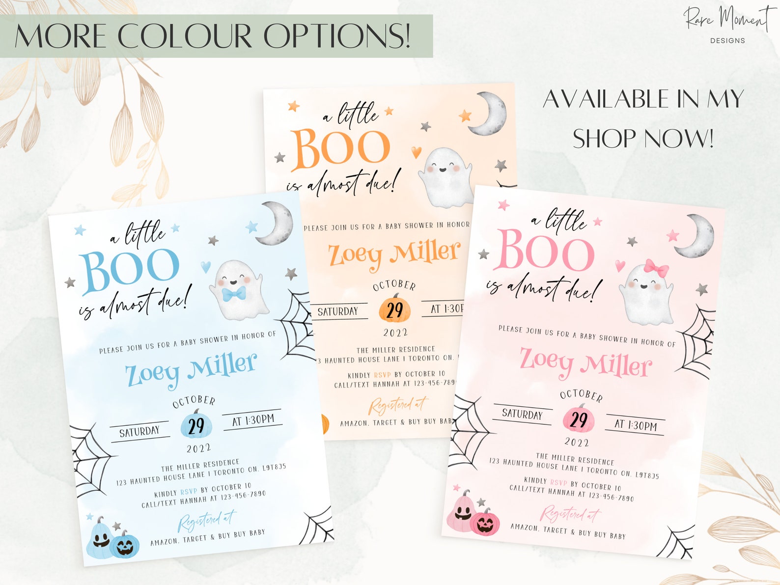 A Little Boo is Almost Due Baby Shower Invitation, Pink Halloween Baby ...