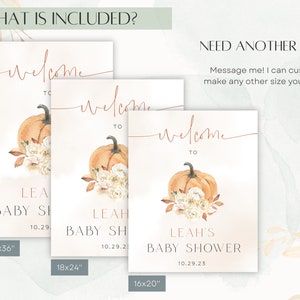 Pumpkin Baby Shower Welcome Sign Template, Fall Baby Shower Large ...