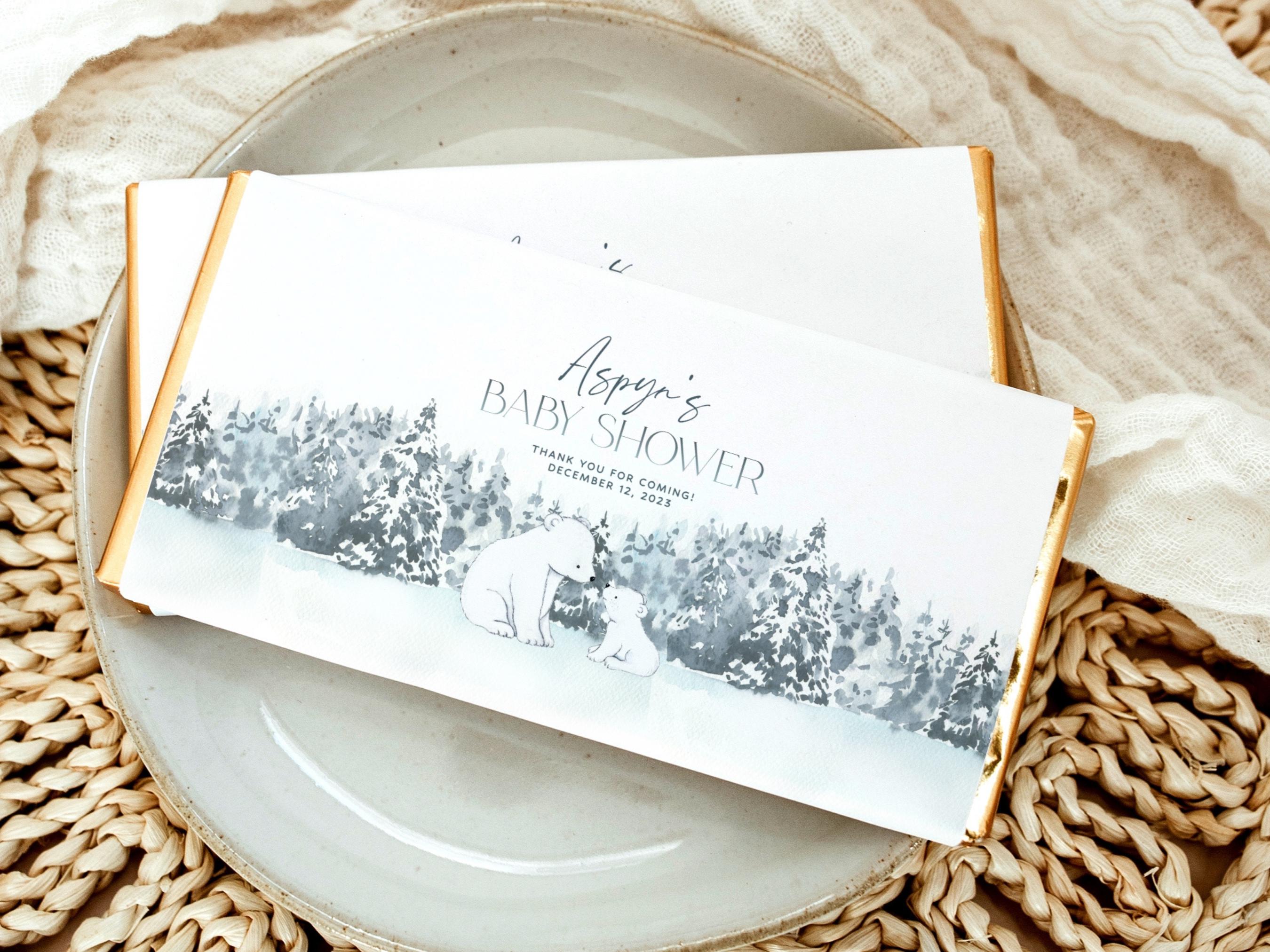 Polar Bear Baby Shower Chocolate Bar Wrapper Template, Arctic Baby ...