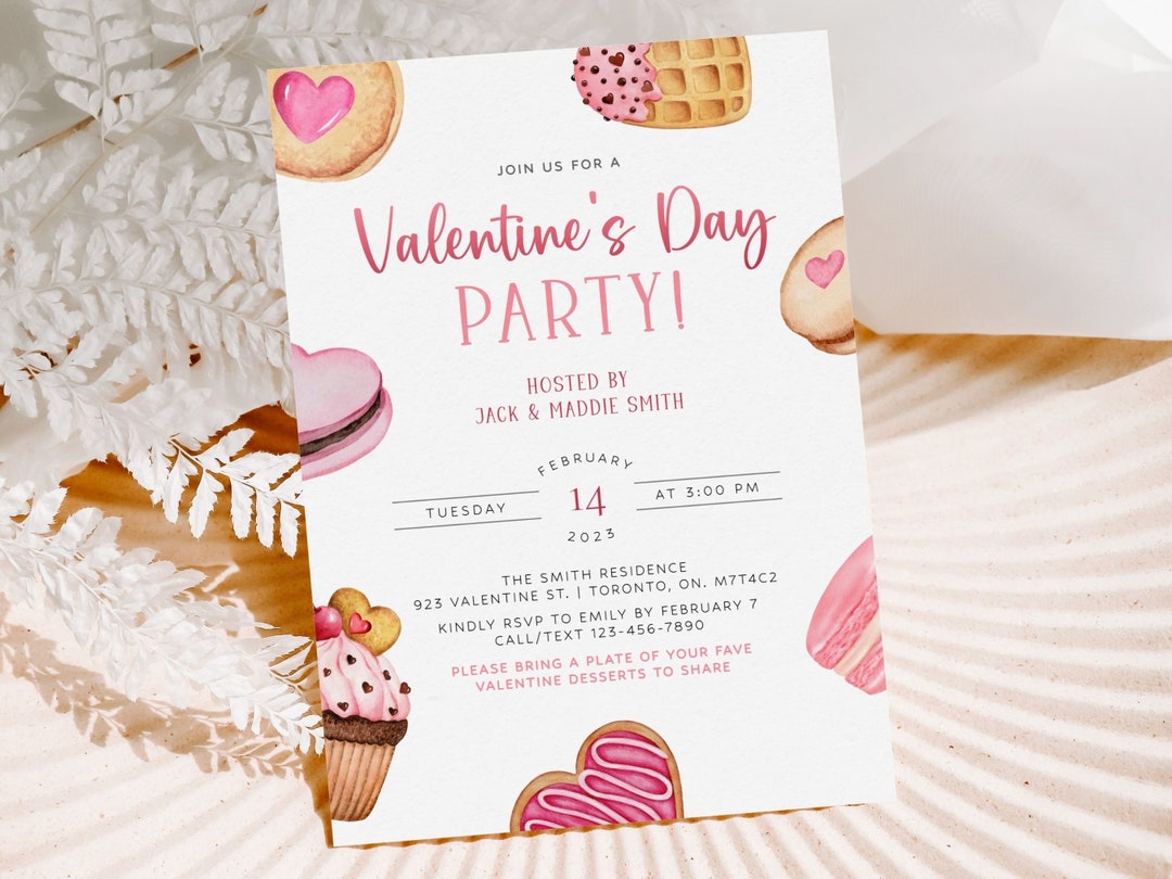Valentines Day Party Invitation Template, Valentine's Day Invite ...