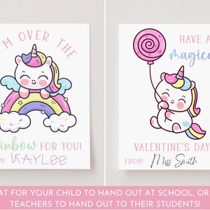 Unicorn Valentines for Kids, Valentine's Day Cards for Kids, Printable ...