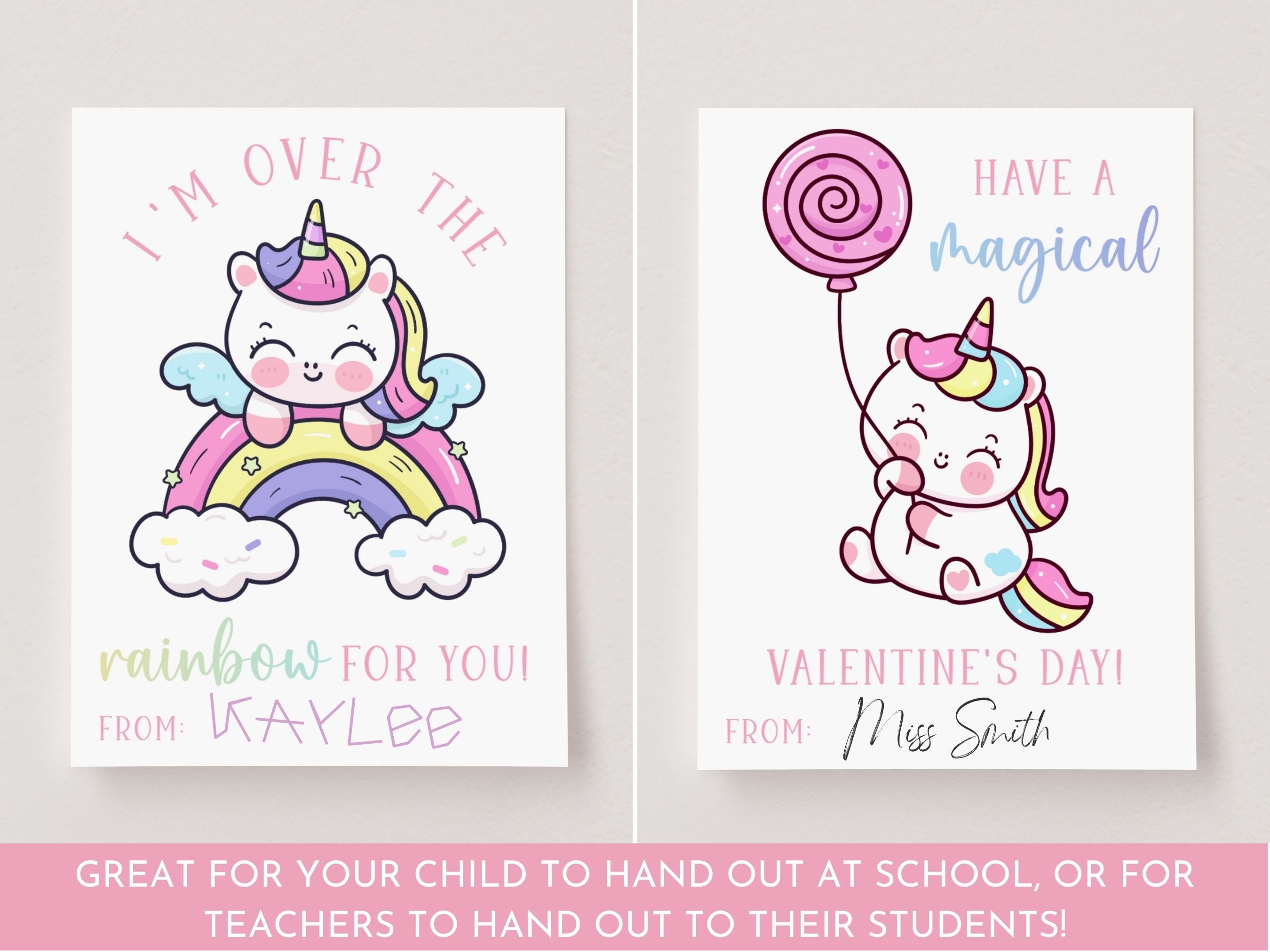 Unicorn Valentines for Kids Valentine's Day Cards for - Etsy