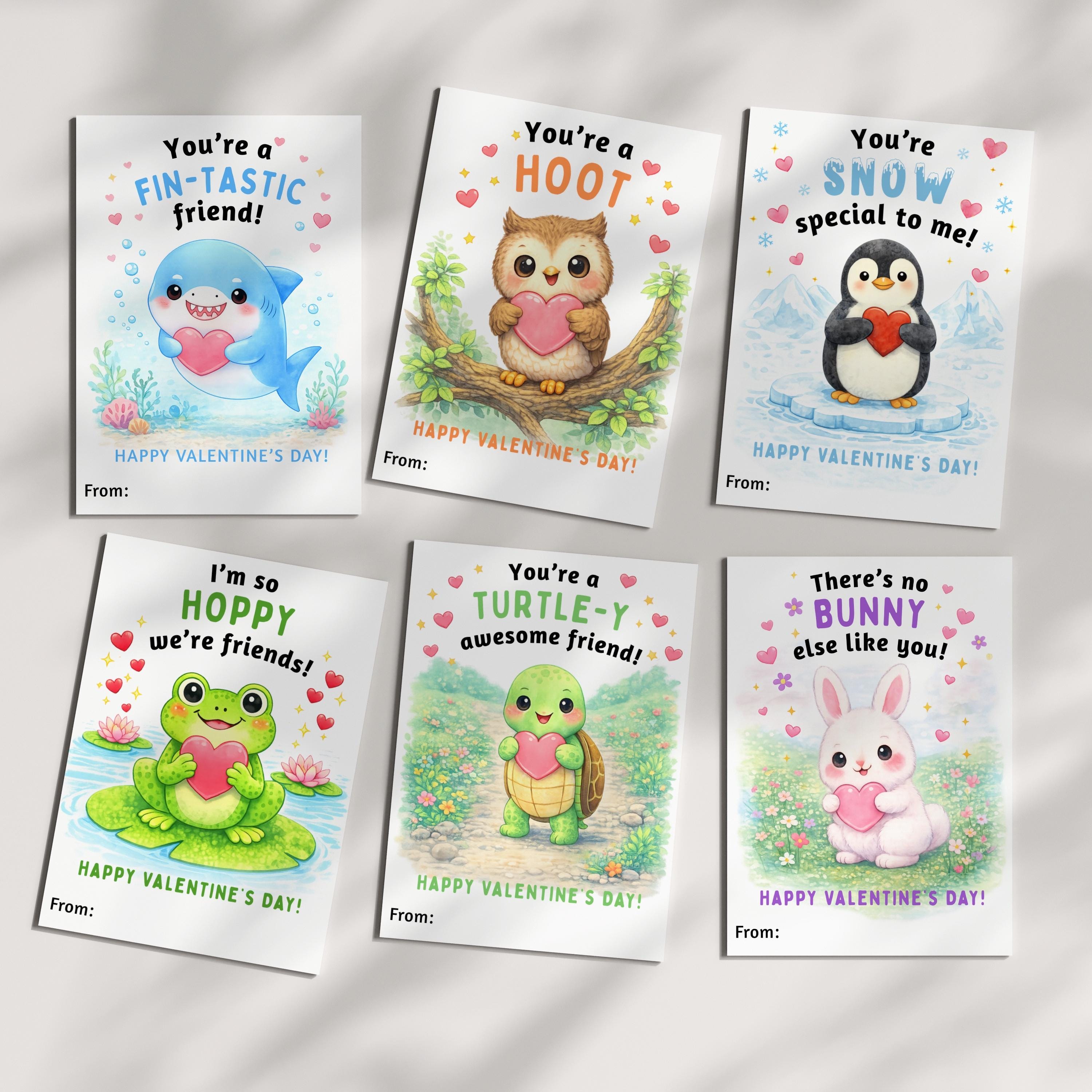 Printable Animal Valentines Day Cards, Classroom Valentine's Day Cards ...
