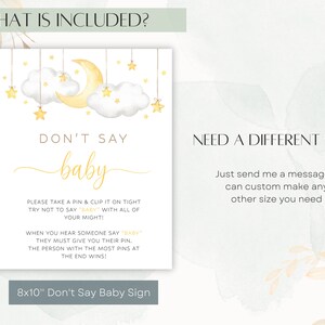 Moon and Stars Baby Shower Don't Say Baby Sign Template, Printable ...