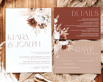 Terracotta Wedding Invitation, Fall Wedding Invitation Suite, Fall ...
