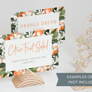 Little Cutie Baby Shower Food Labels, Printable Orange Tent Fold Labels ...