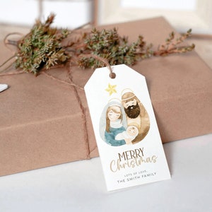 Nativity Gift Tag Template, Editable Christmas Tag Template, Nativity ...