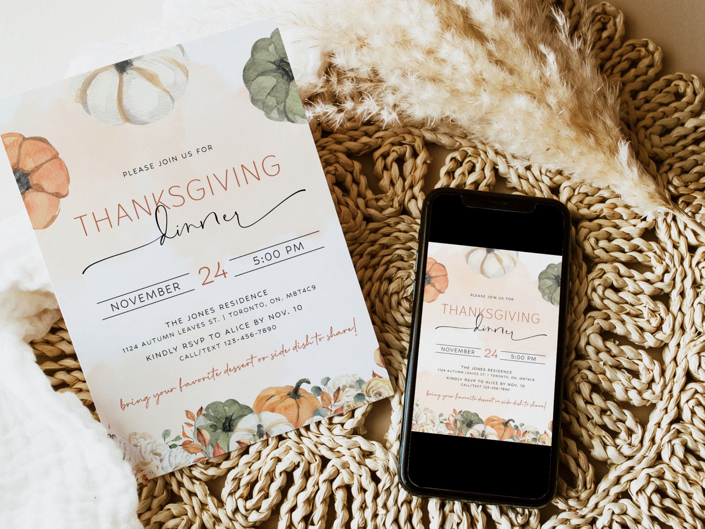 Editable Thanksgiving Invitation Template Thanksgiving Dinner - Etsy Canada