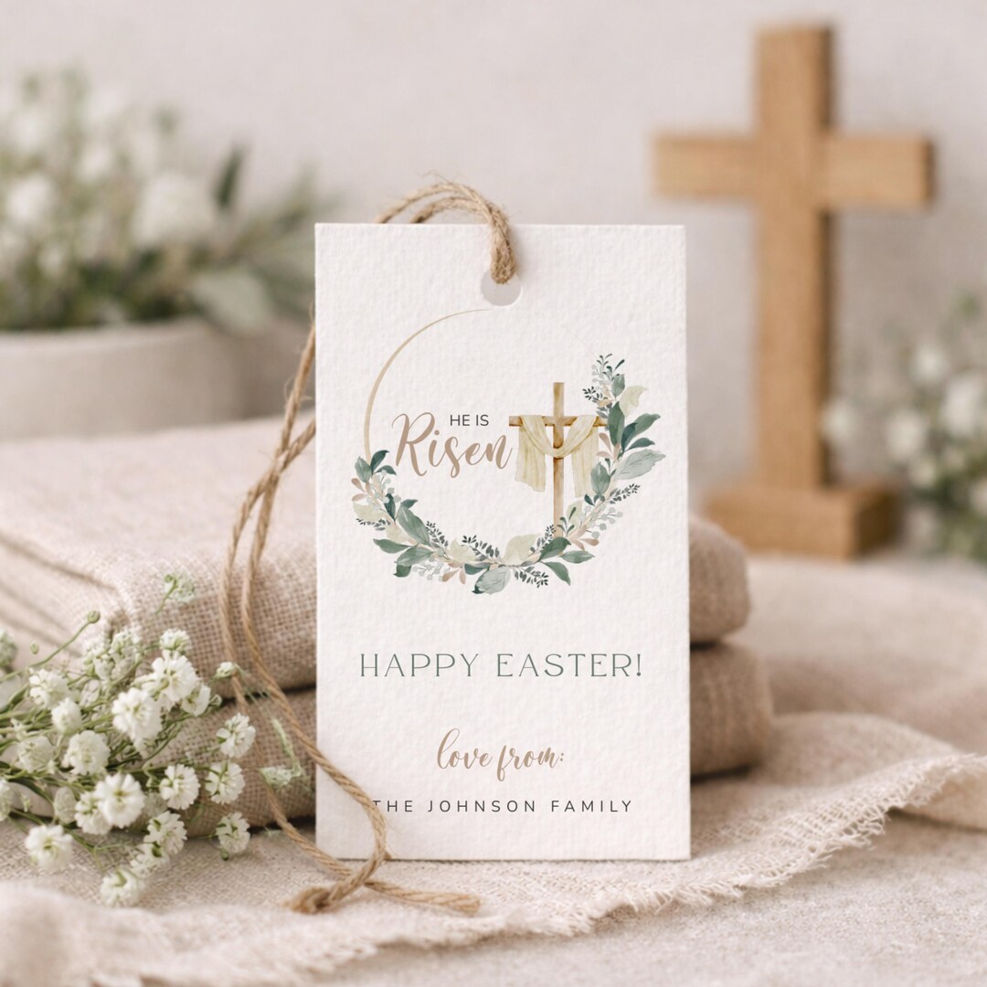 He is Risen Gift Tag, Editable Religious Easter Gift Tags, Printable ...