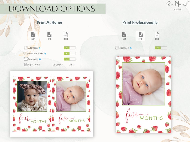 Berry First Birthday Monthly Photo Banner Template, Strawberry Birthday ...