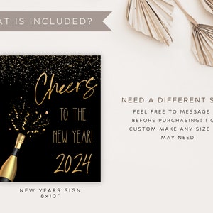 New Years Eve Party Sign Template, New Years Custom Sign, Black & Gold ...