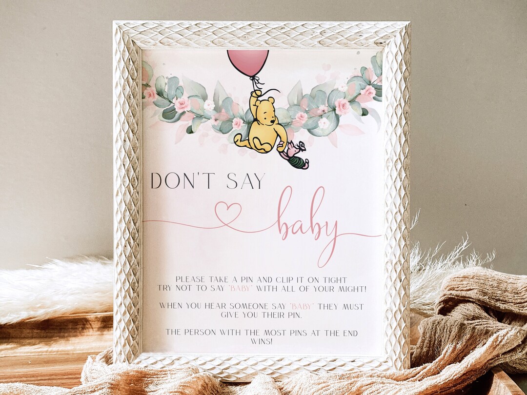 Winnie the Pooh Baby Shower Don't Say Baby Sign, Dont Say Baby ...