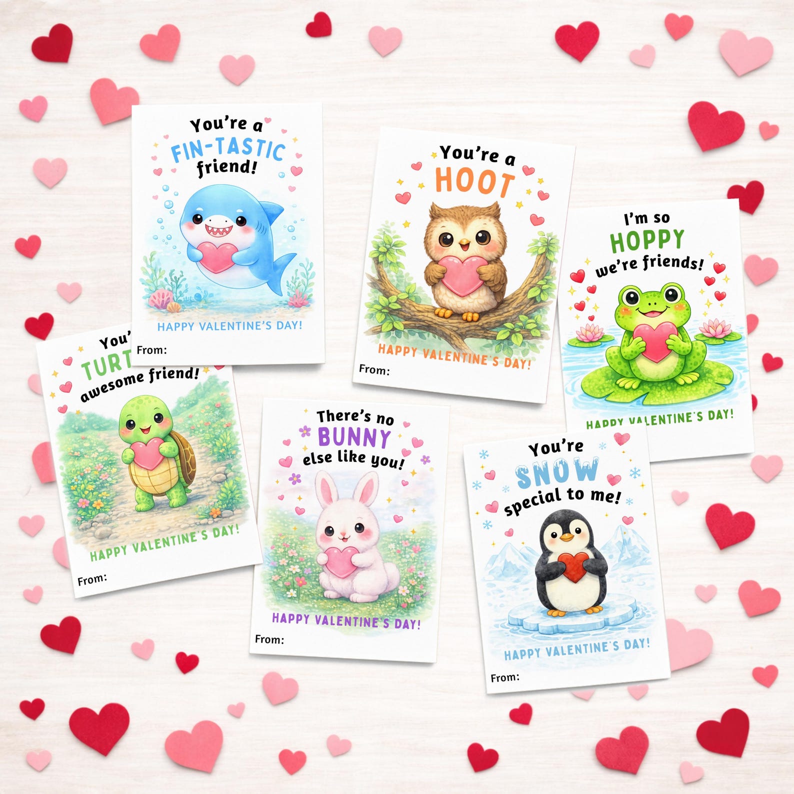 Printable Animal Valentines Day Cards, Classroom Valentine's Day Cards ...