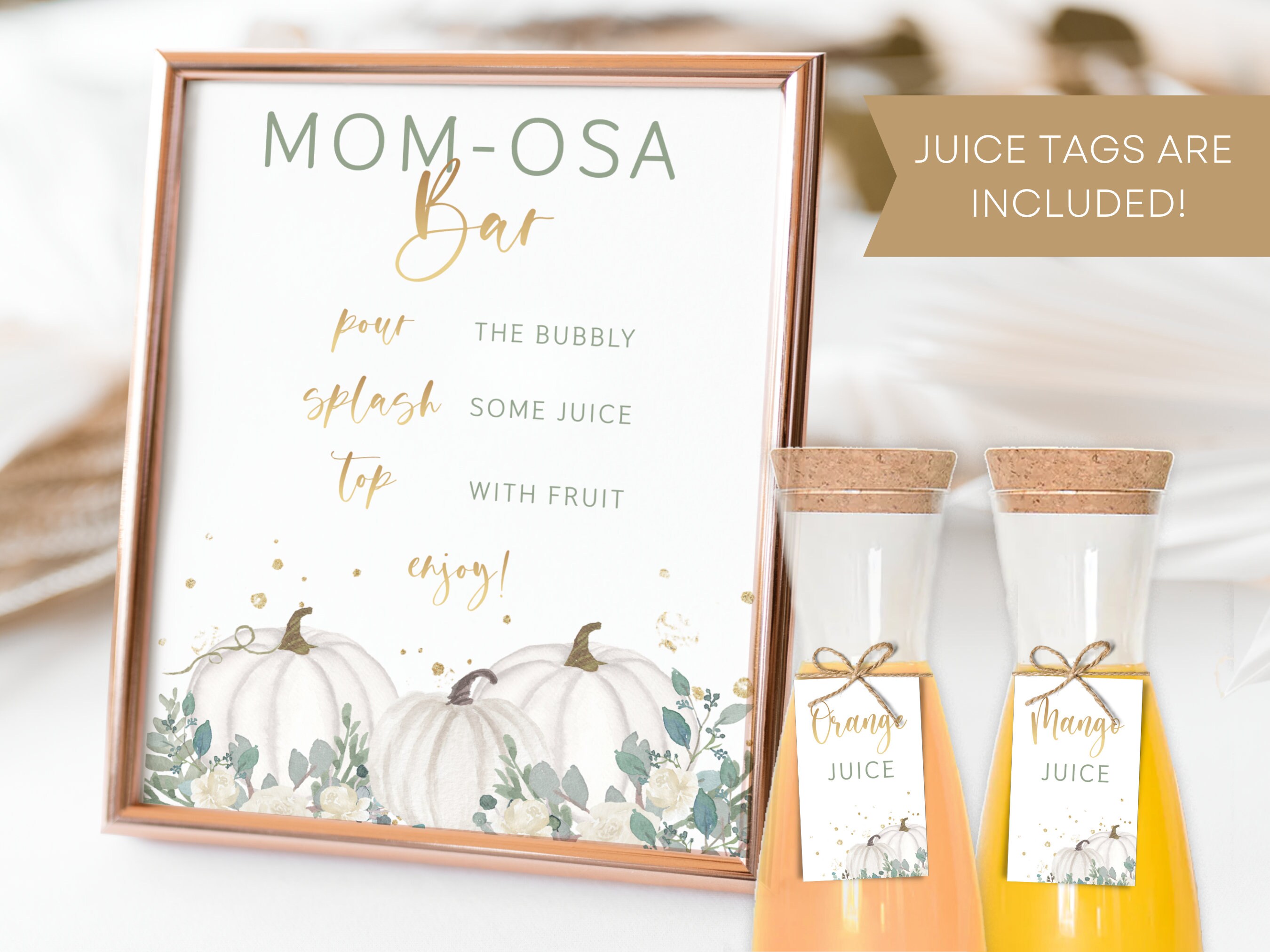 Pumpkin Baby Shower Mom-osa Bar Sign Template Fall Mimosa Bar - Etsy