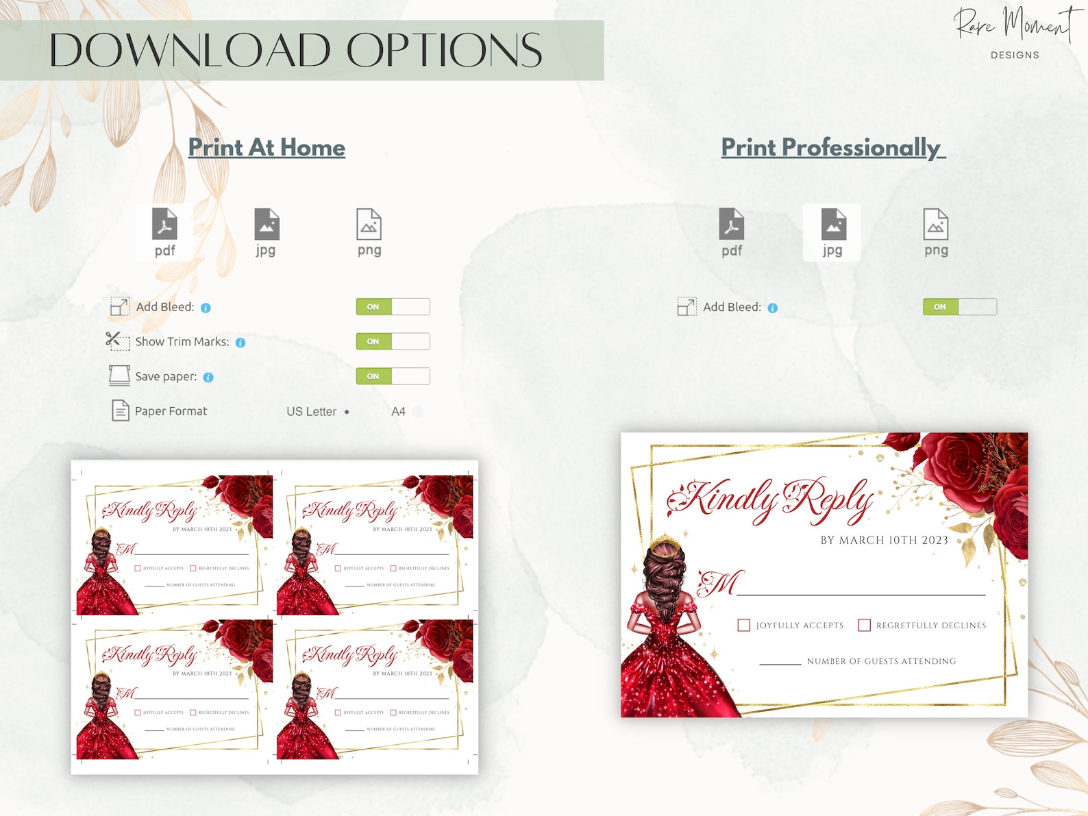 Quinceanera RSVP Card Template, Editable Red Quinceanera Card, Elegant ...