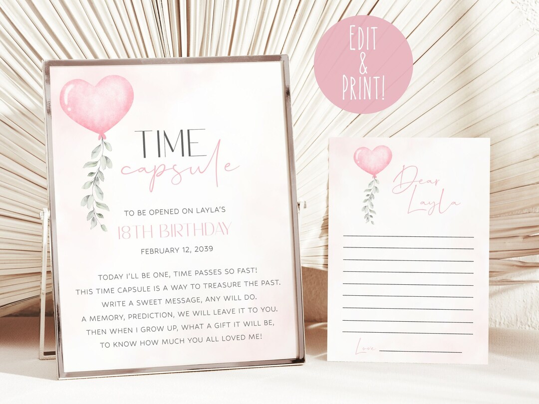 Little Sweetheart 1st Birthday Time Capsule Sign, Pink Boho Time ...