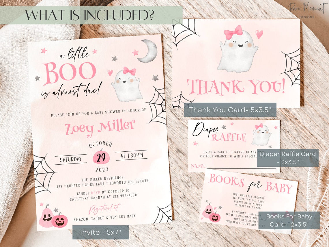 A Little Boo is Almost Due Baby Shower Invitation, Pink Halloween Baby ...
