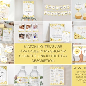 Bee Happy Birthday Banner Digital Download, Sunflowers Honey Bee ...