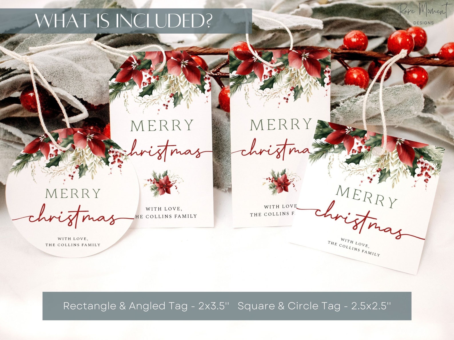 EDITABLE Christmas Favor Tags Template, Printable Holiday Gift Tags ...