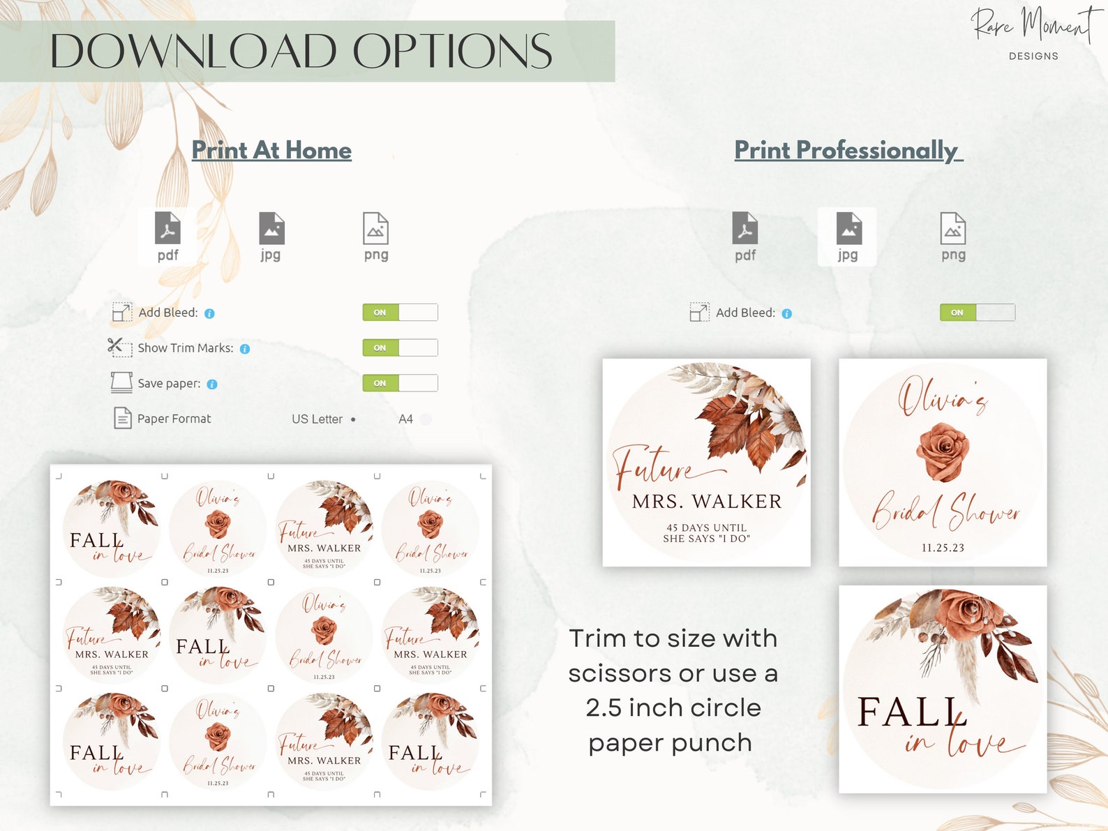 Fall Bridal Shower Cupcake Toppers, Fall in Love Bridal Shower ...