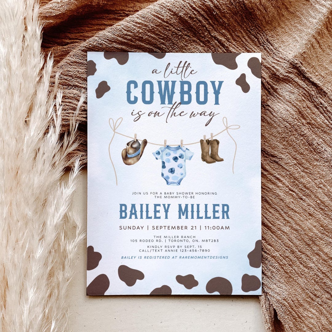 Cowboy Baby Shower Invitation, A Little Cowboy is on the Way Baby ...