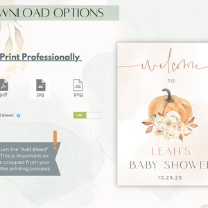 Pumpkin Baby Shower Welcome Sign Template, Fall Baby Shower Large ...