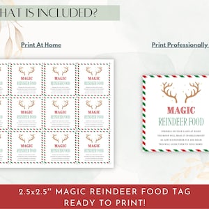 Magic Reindeer Food Tags, Reindeer Food Tag Printable, Christmas Eve ...