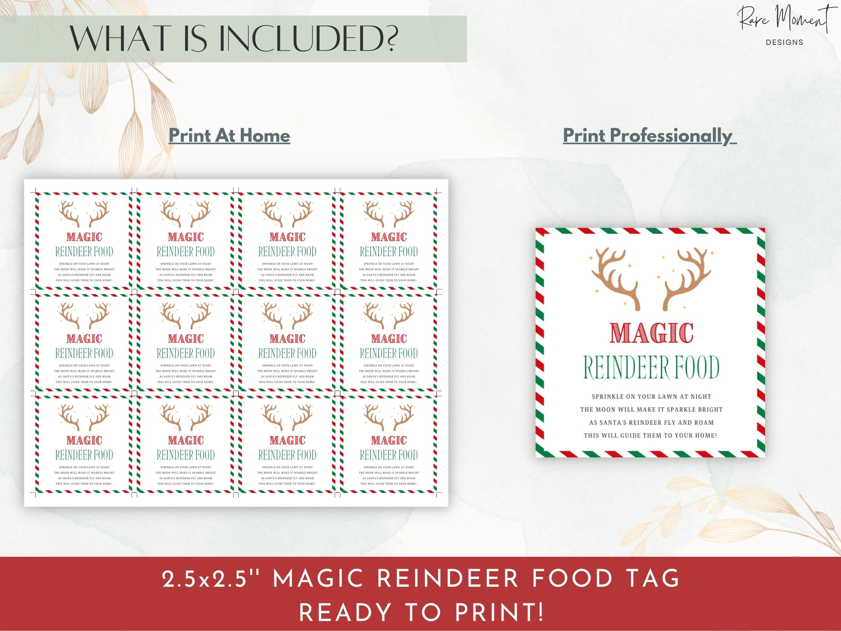 Magic Reindeer Food Tags, Reindeer Food Tag Printable, Christmas Eve ...