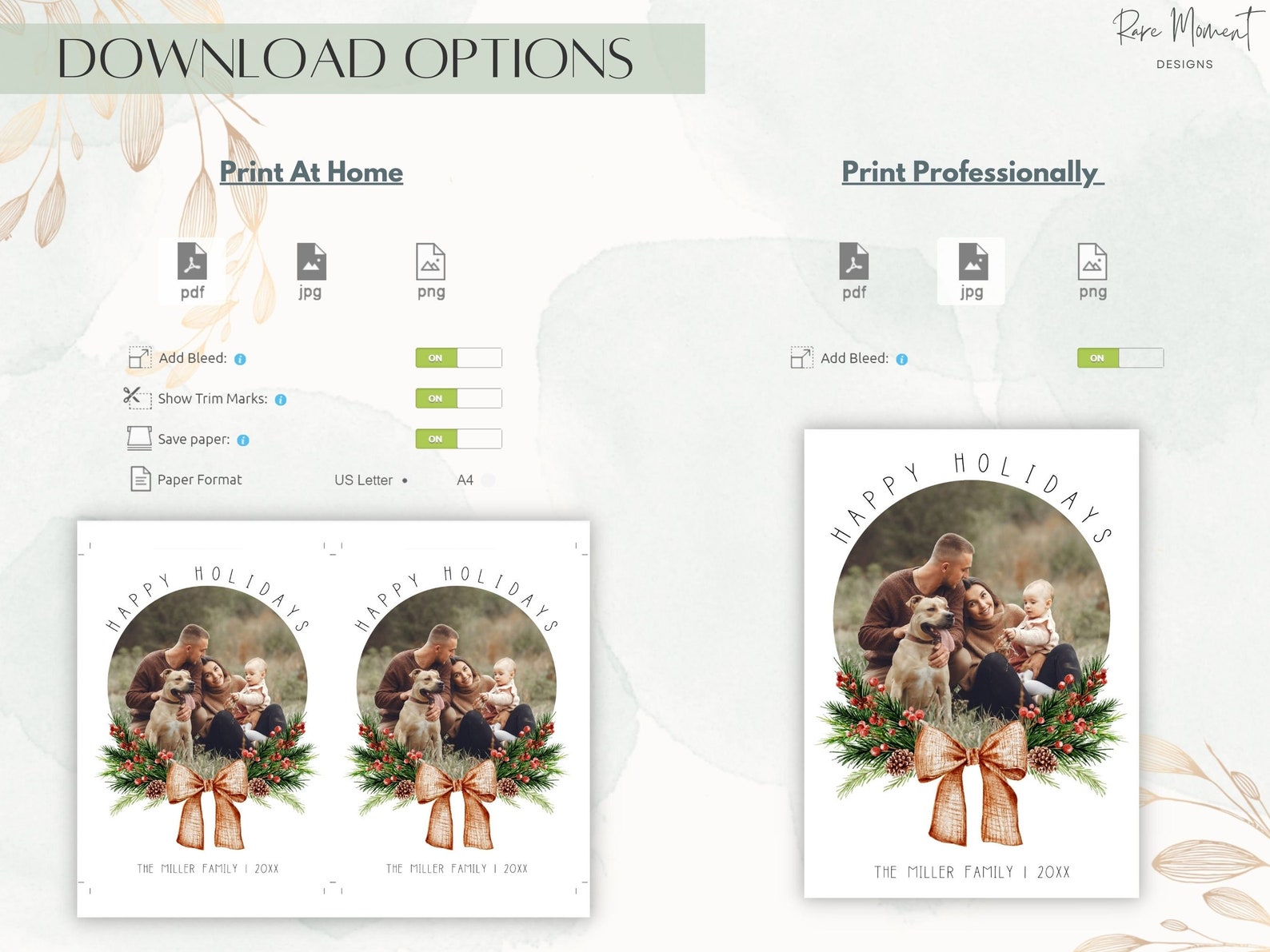 EDITABLE Christmas Card Template, Photo Christmas Card, Rustic Holiday ...