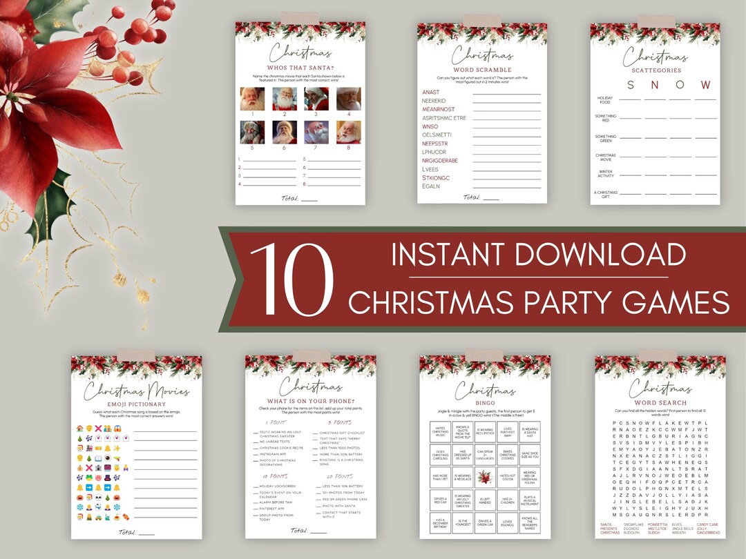 Christmas Games Bundle, Printable Christmas Party Games, Holiday Games ...
