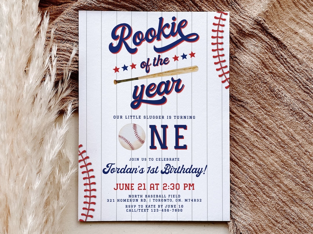 Rookie of the Year First Birthday Invitation, Baseball 1st Birthday ...
