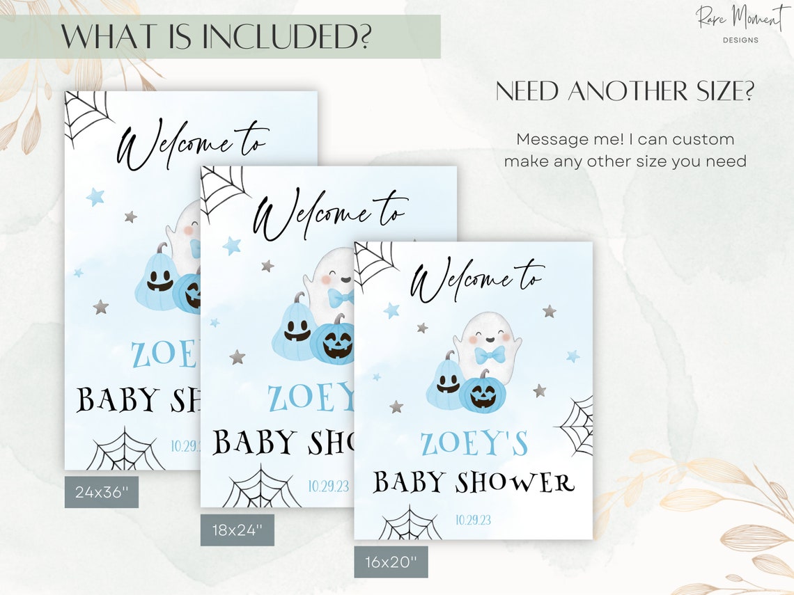 A Little Boo is Almost Due Baby Shower Welcome Sign Template, Blue ...