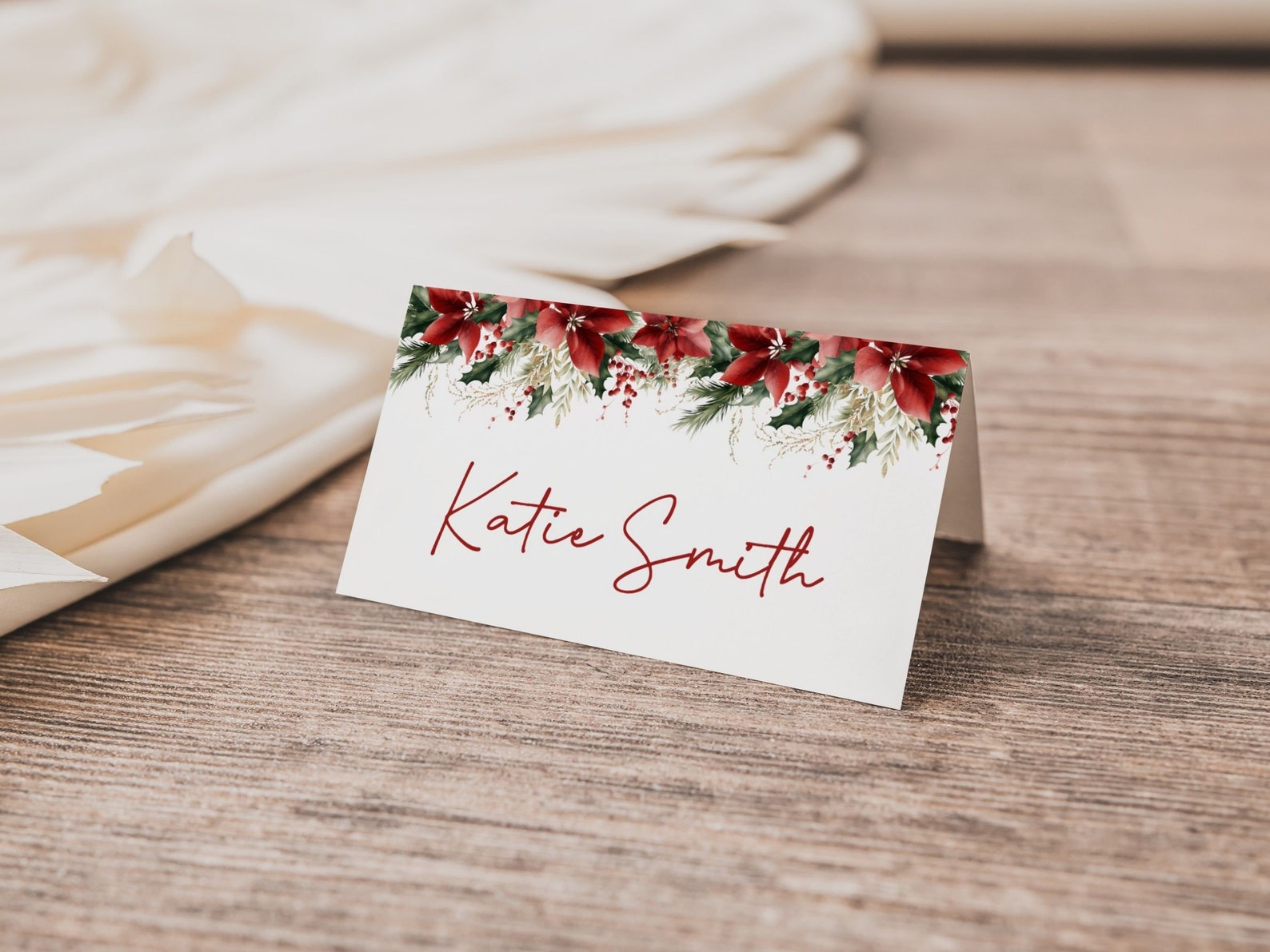 EDITABLE Christmas Name Cards, Holiday Name Place Cards, Christmas ...