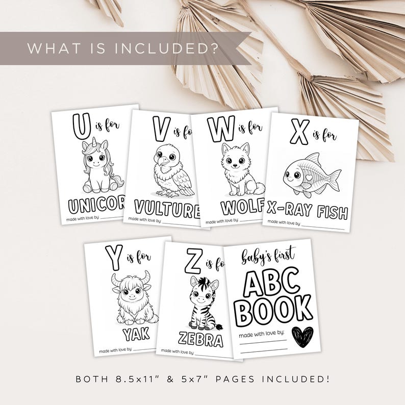 Printable ABC Coloring Book, Animal Alphabet Coloring Pages, Baby ...