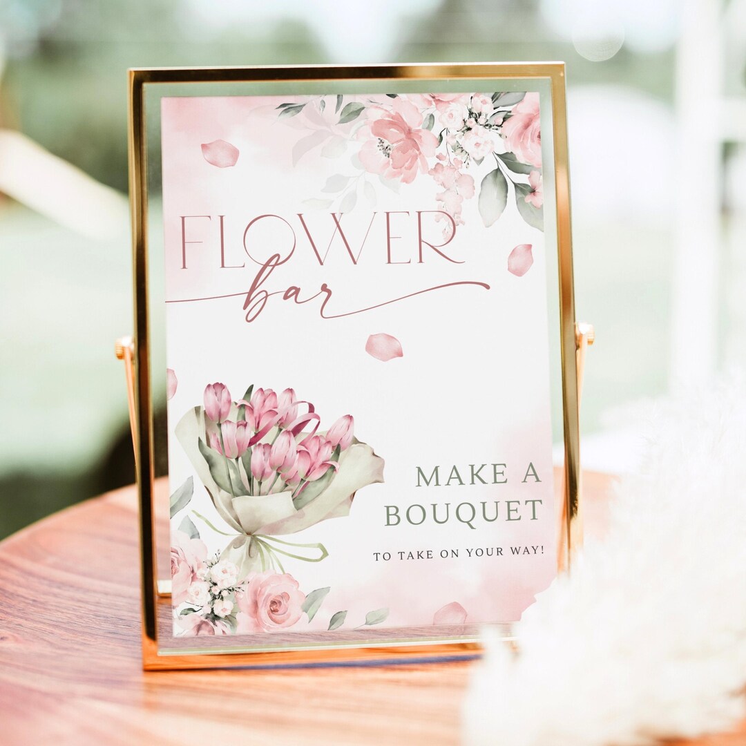 Flower Bar Sign, Printable Bloom Bar Sign, Bridal Shower Flower Bar ...