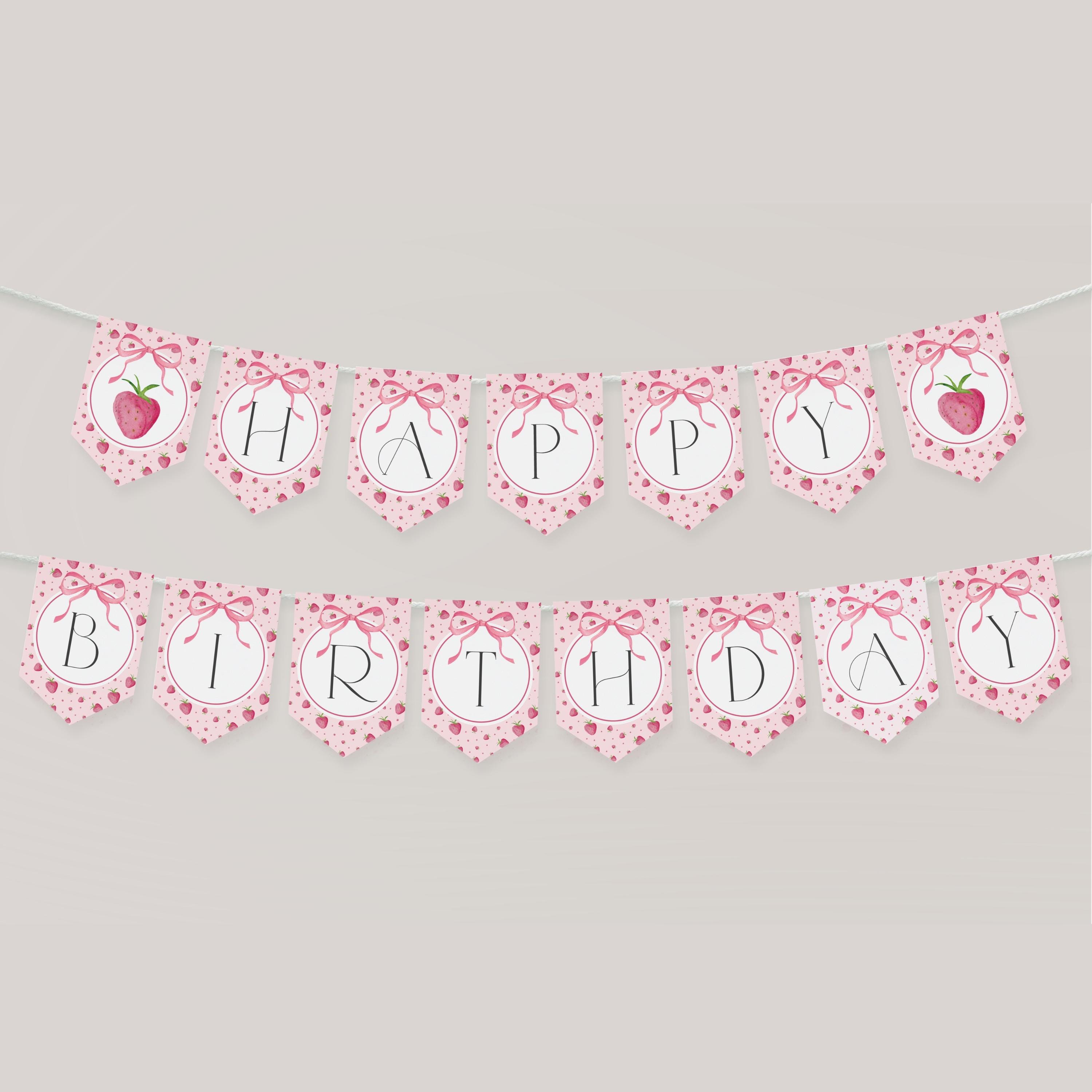 Berry First Birthday Banner, Strawberry Happy Birthday Banner, Girl 1st ...