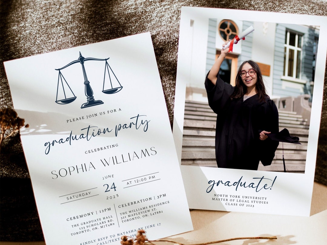 Law Graduation Party Invitation Template, Editable Graduation 2025 ...
