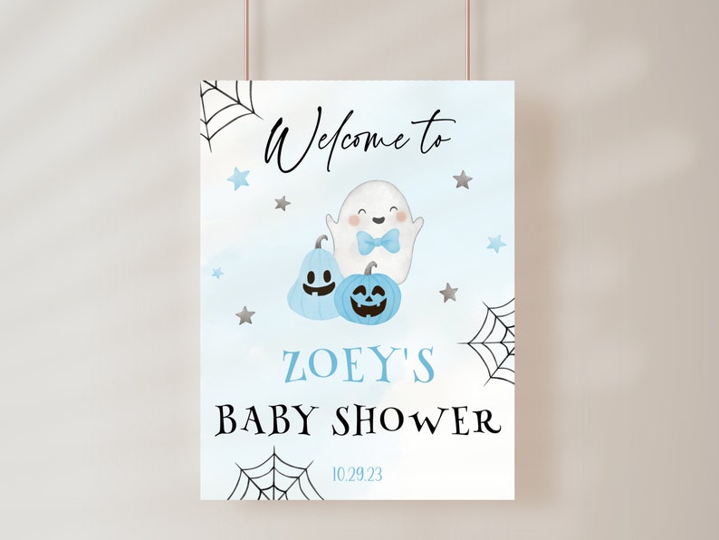 A Little Boo is Almost Due Baby Shower Welcome Sign Template - Etsy