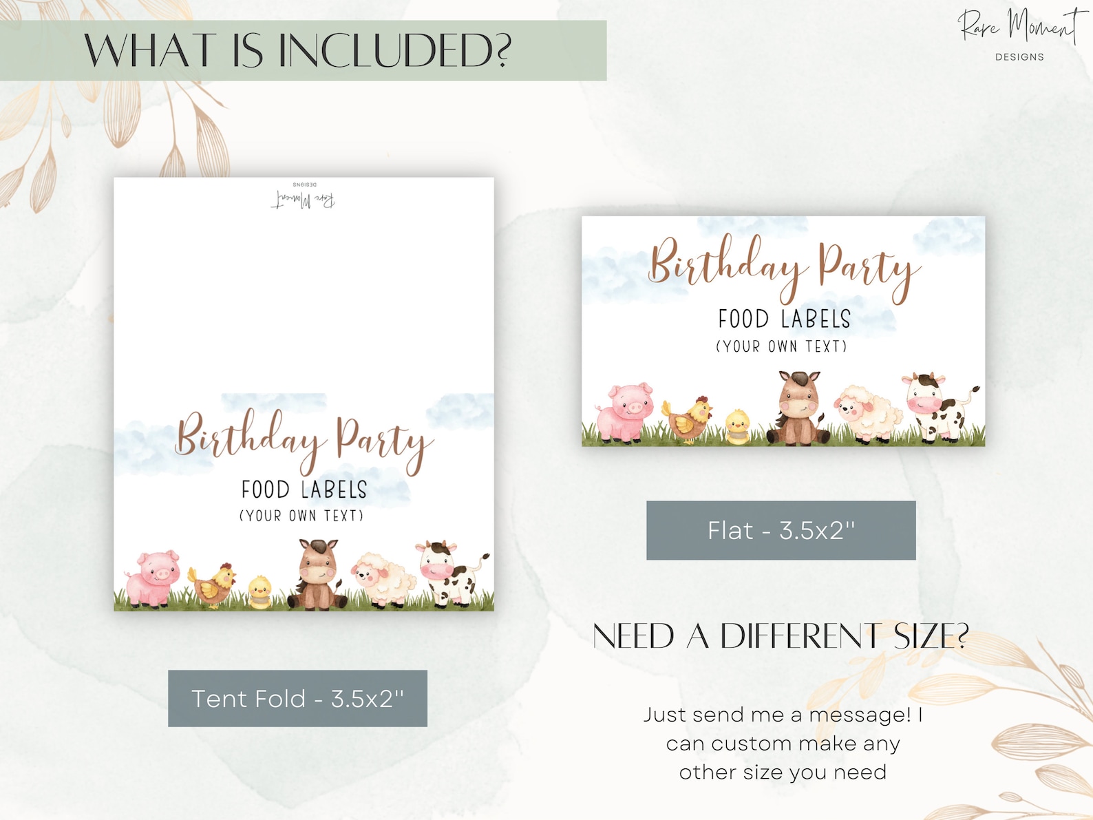 Farm Animals Food Label Template, Farm Birthday Party Editable Food ...