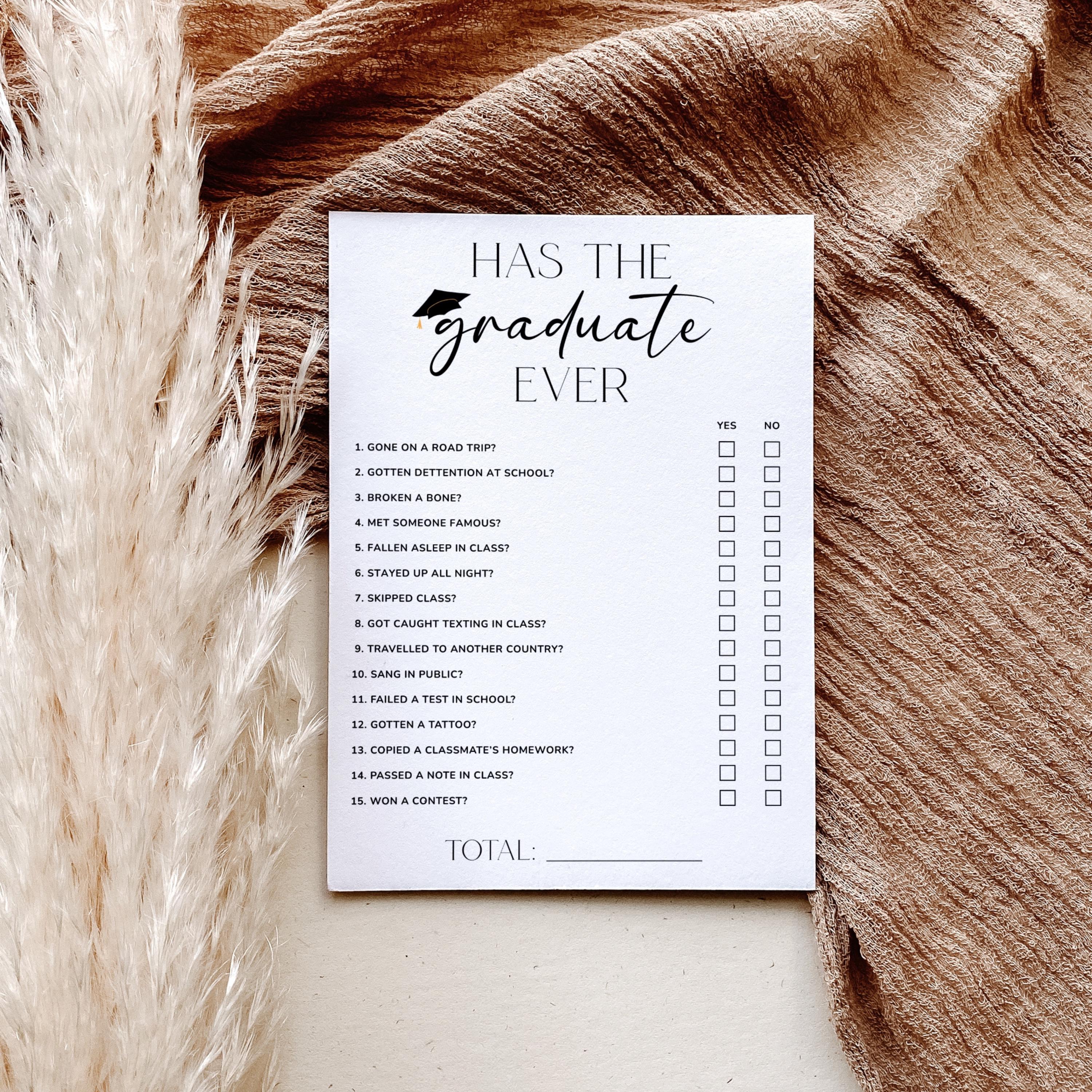 Printable Graduation Game Set, How Well Do You Know the Graduate, Has ...