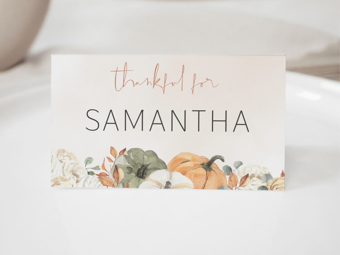 Thanksgiving Name Cards, Friendsgiving Name Place Cards, Thankful for ...