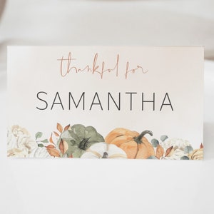 Thanksgiving Name Cards, Friendsgiving Name Place Cards, Thankful for ...