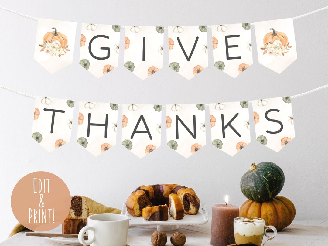 EDITABLE Thanksgiving Banner, Thanksgiving Garland, Friendsgiving ...