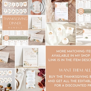 Thanksgiving Name Cards, Friendsgiving Name Place Cards, Thankful for ...