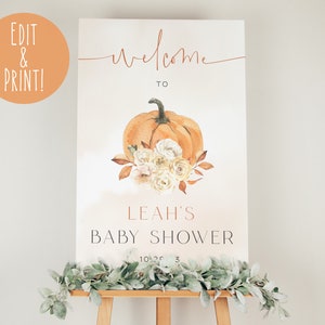 Pumpkin Baby Shower Welcome Sign Template, Fall Baby Shower Large ...