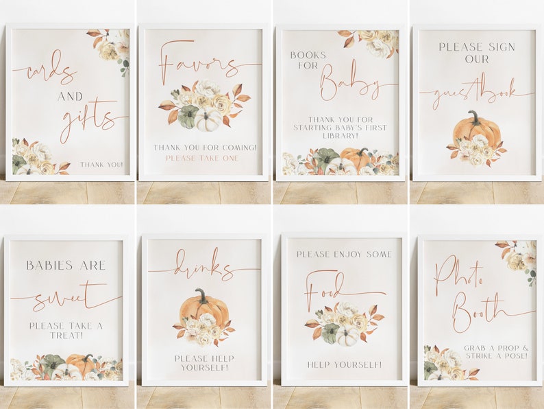 Pumpkin Baby Shower Signs Fall Baby Shower Printable Sign - Etsy Canada