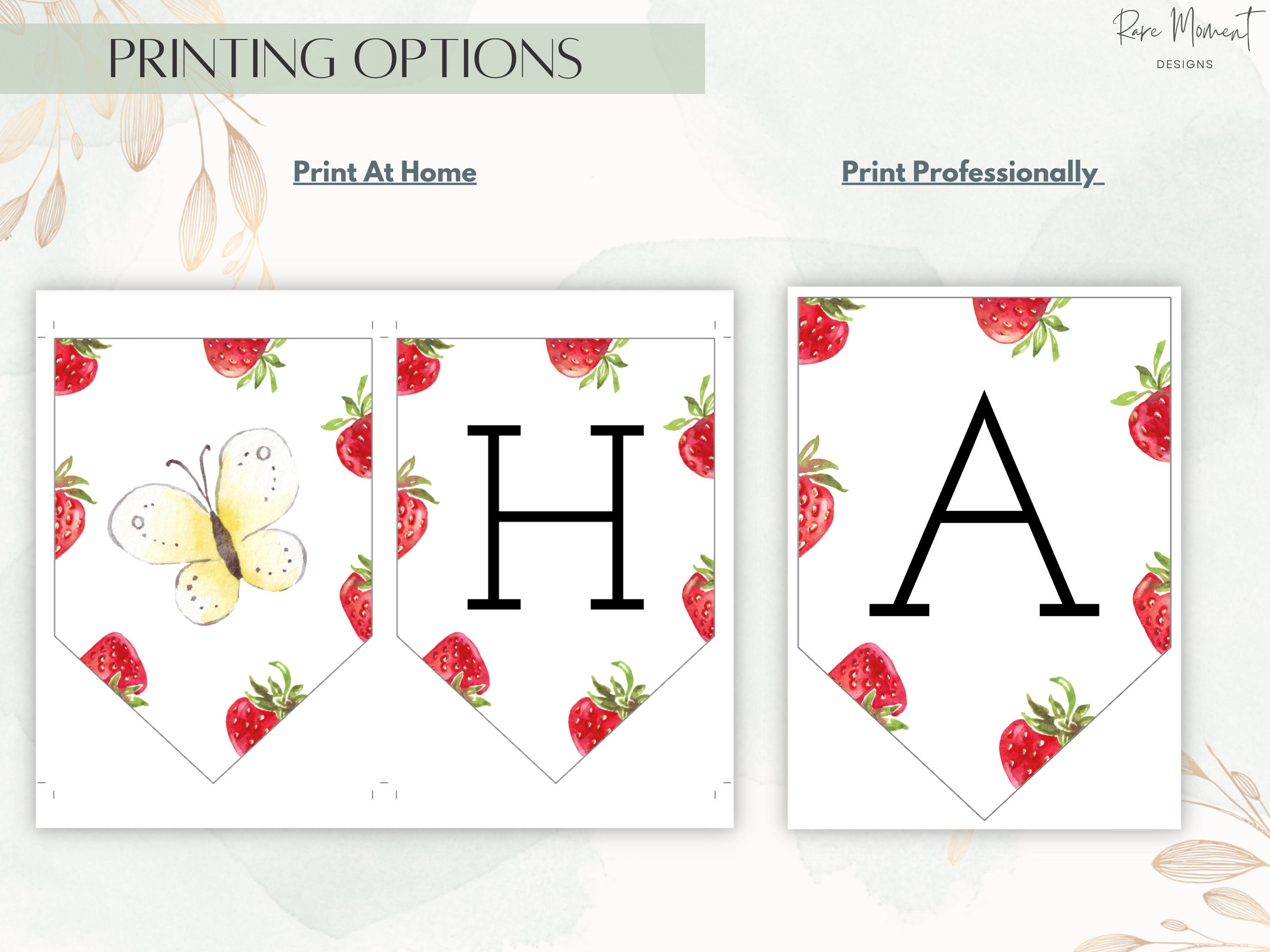 Berry First Birthday Printable Banner Strawberry Happy - Etsy