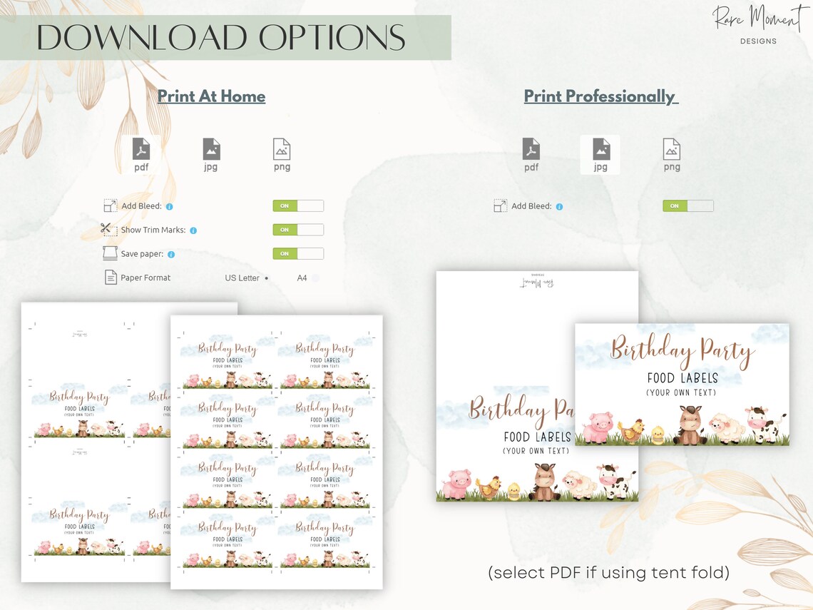 Farm Animals Food Label Template Farm Birthday Party Editable - Etsy Canada