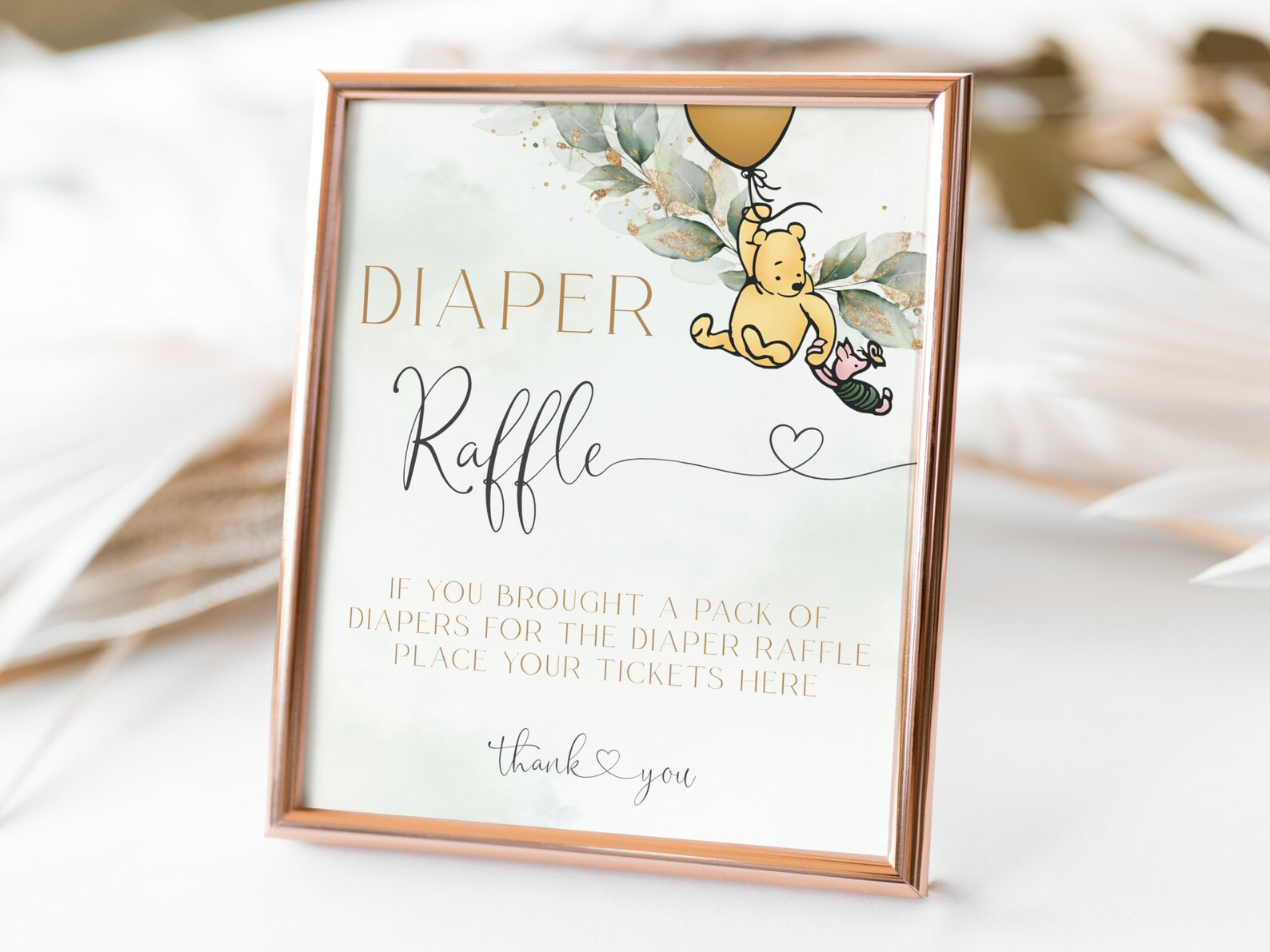 Classic Winnie the Pooh Diaper Raffle Sign, Winnie the Pooh Baby Shower ...